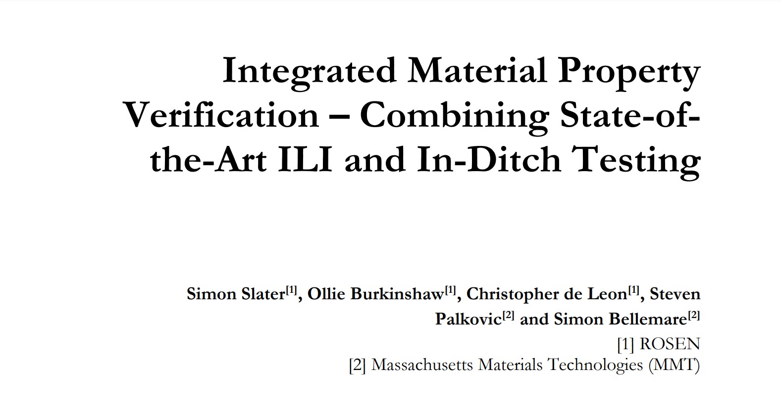 Integrated Property Verification with ILI and In-Ditch Testing